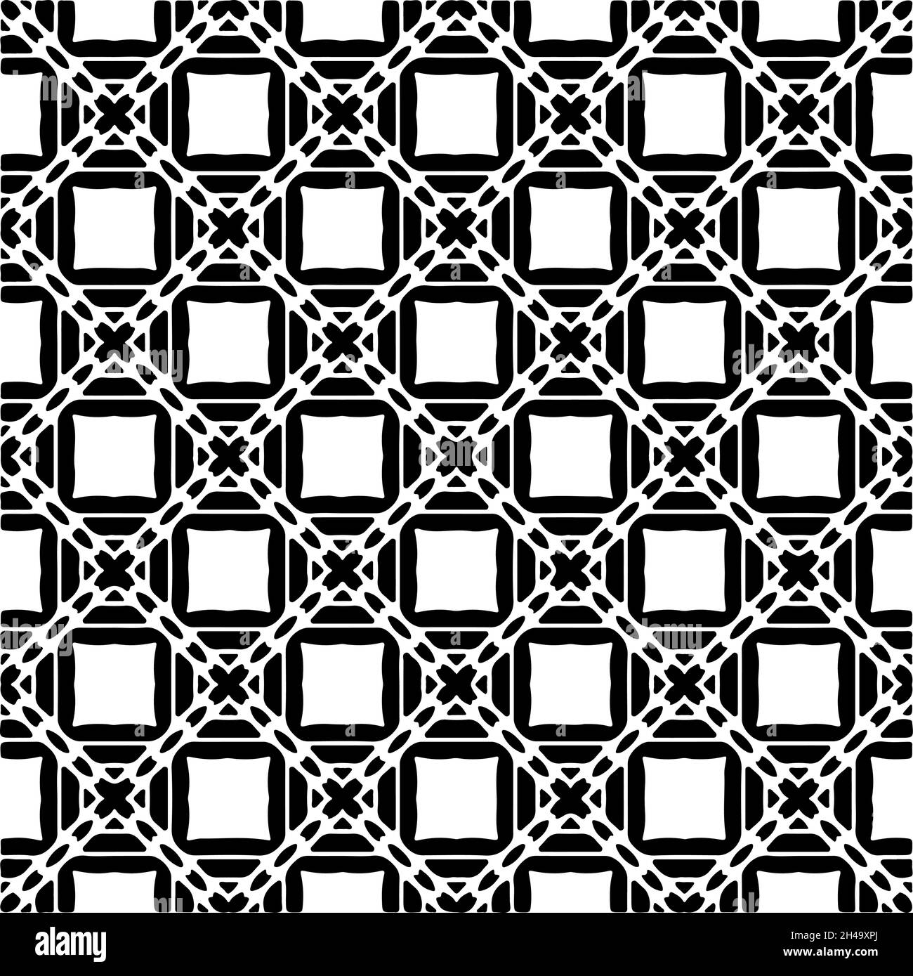 Seamless vector pattern in geometric ornamental style. Black pattern ...