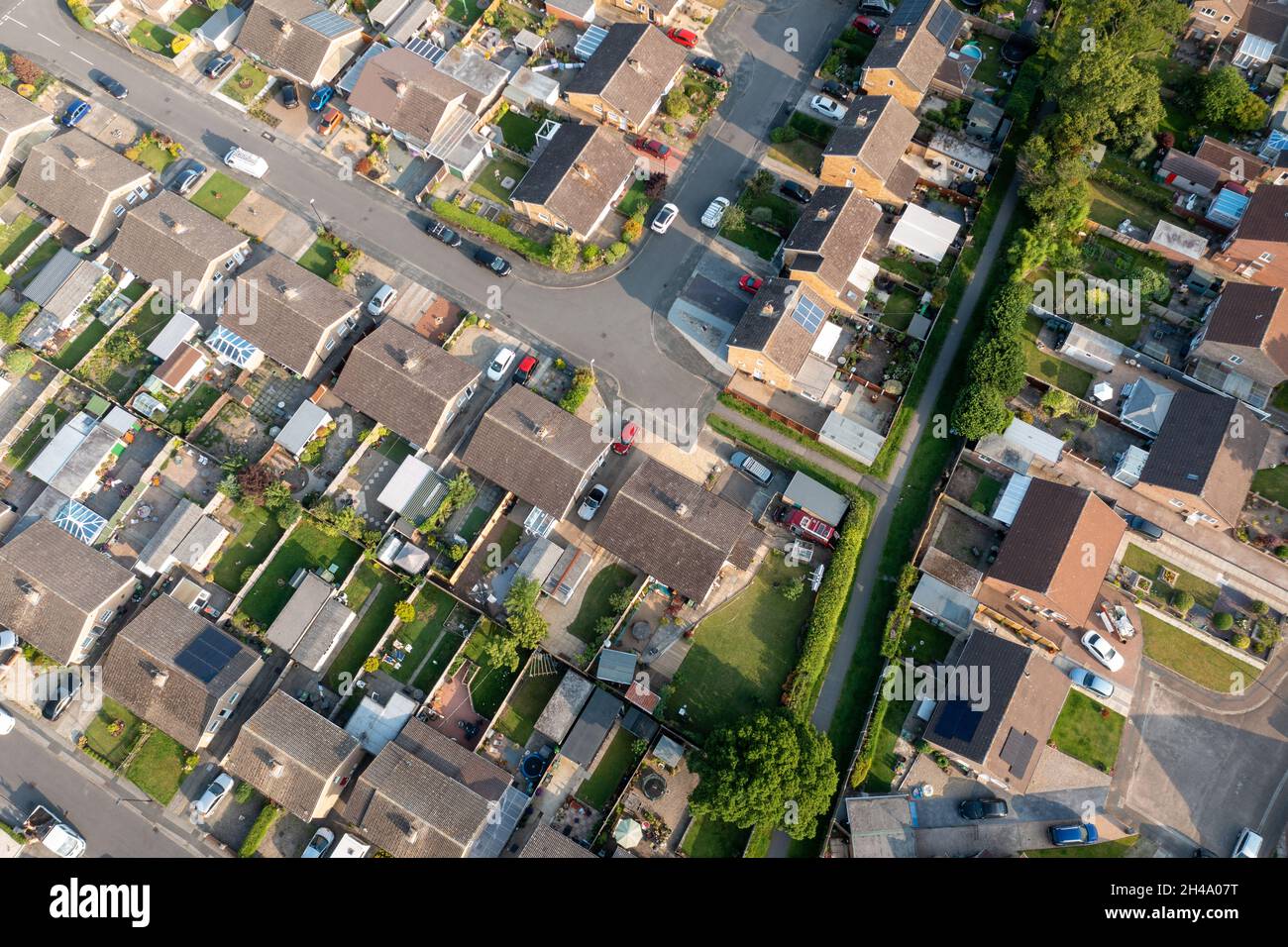 Aerial photo of the town of Huntington in York in the UK showing ...