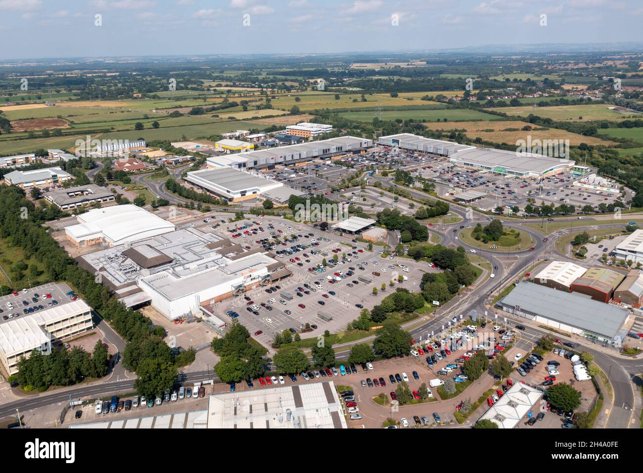 York UK, 21st July 2021: Aerial drone photo of the Vangarde Shopping ...