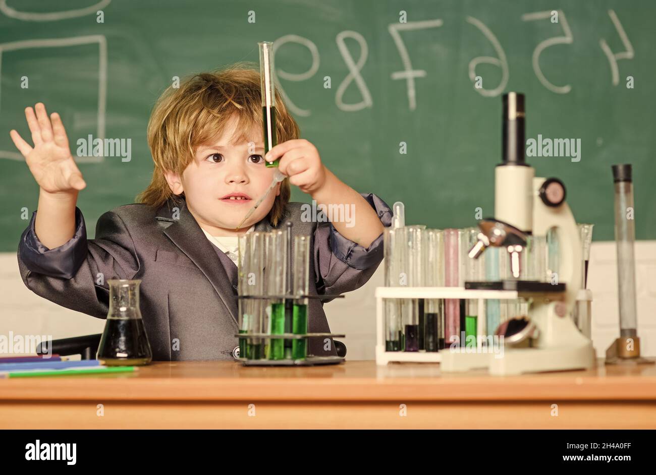 learn for future. Biology science. testing tubes with liquid for ...