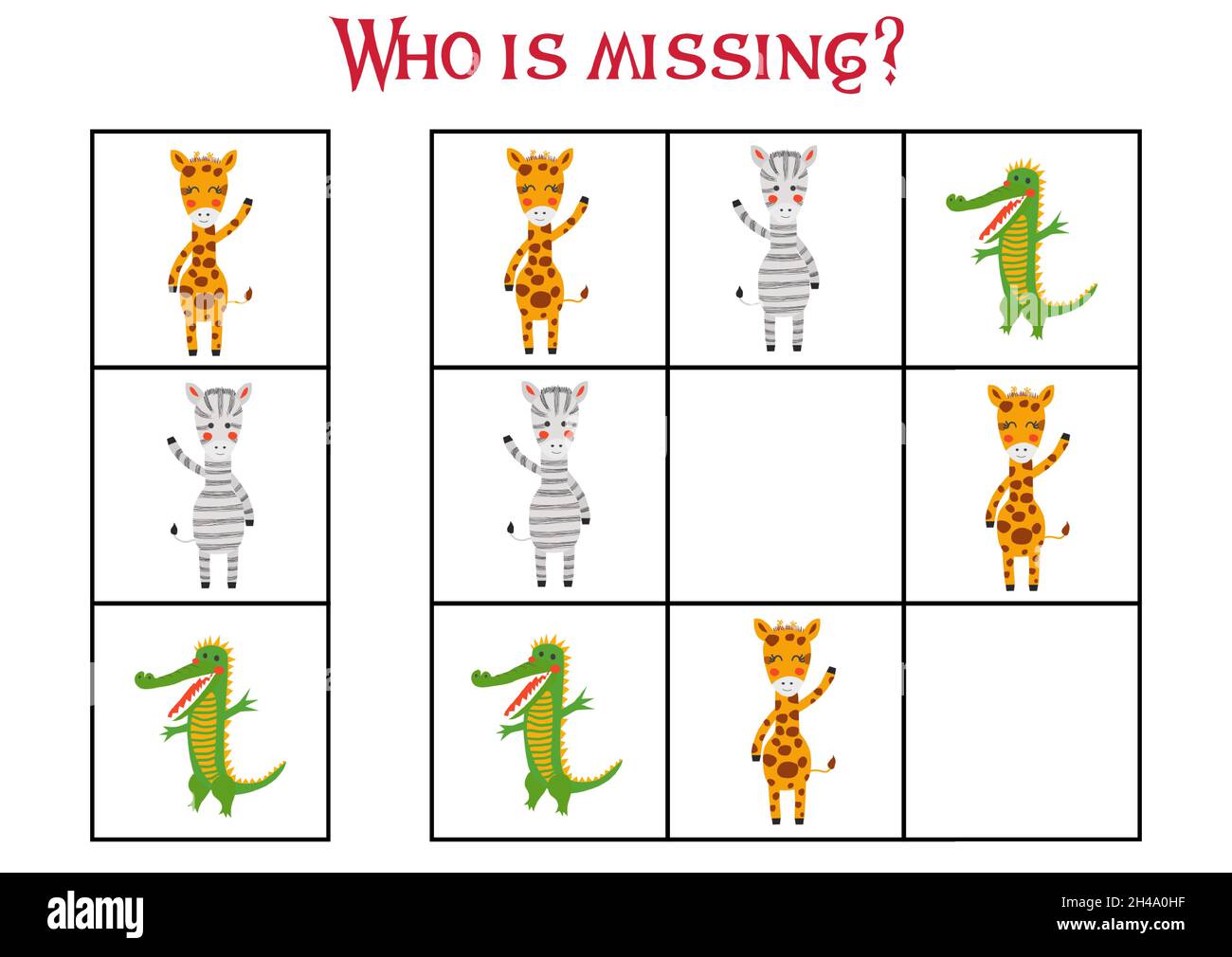 Children's game Find who is missing. Sudoku for kids. Children's ...