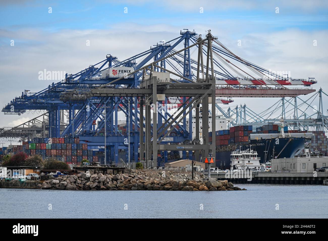 Shipping containers at the Port of Los Angeles on October 23, 2021 in ...