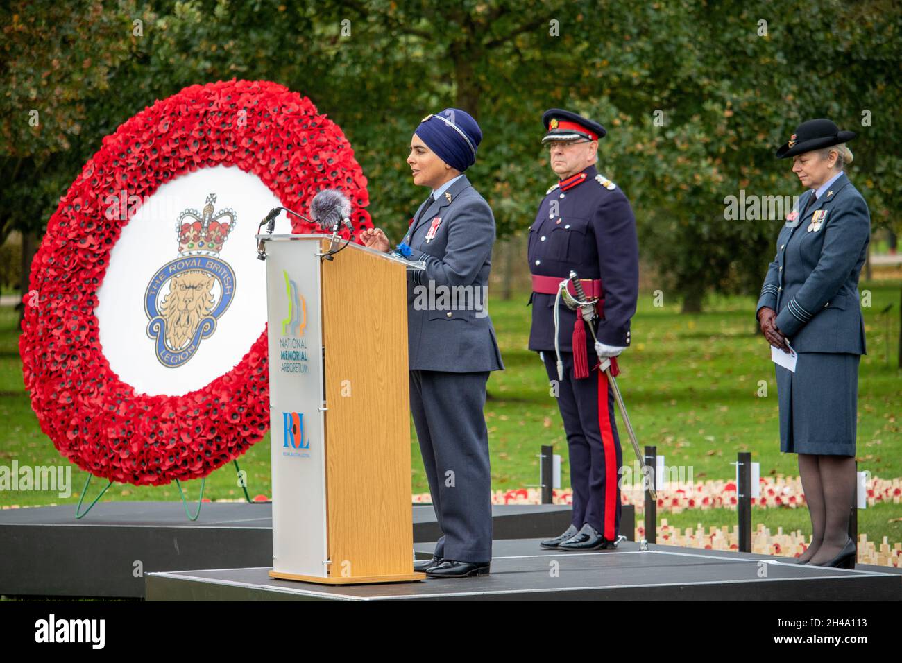 Sikh Chaplain Mandeep Kaur MBE (at podium), taking part in the opening ...