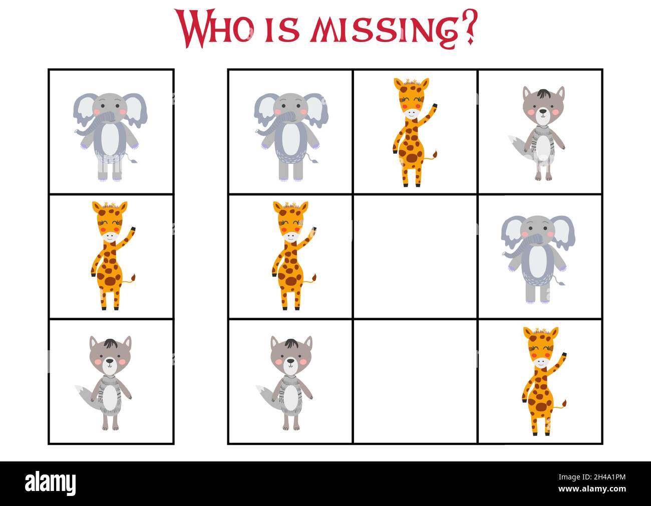 Children's game Find who is missing. Sudoku for kids. Children's ...