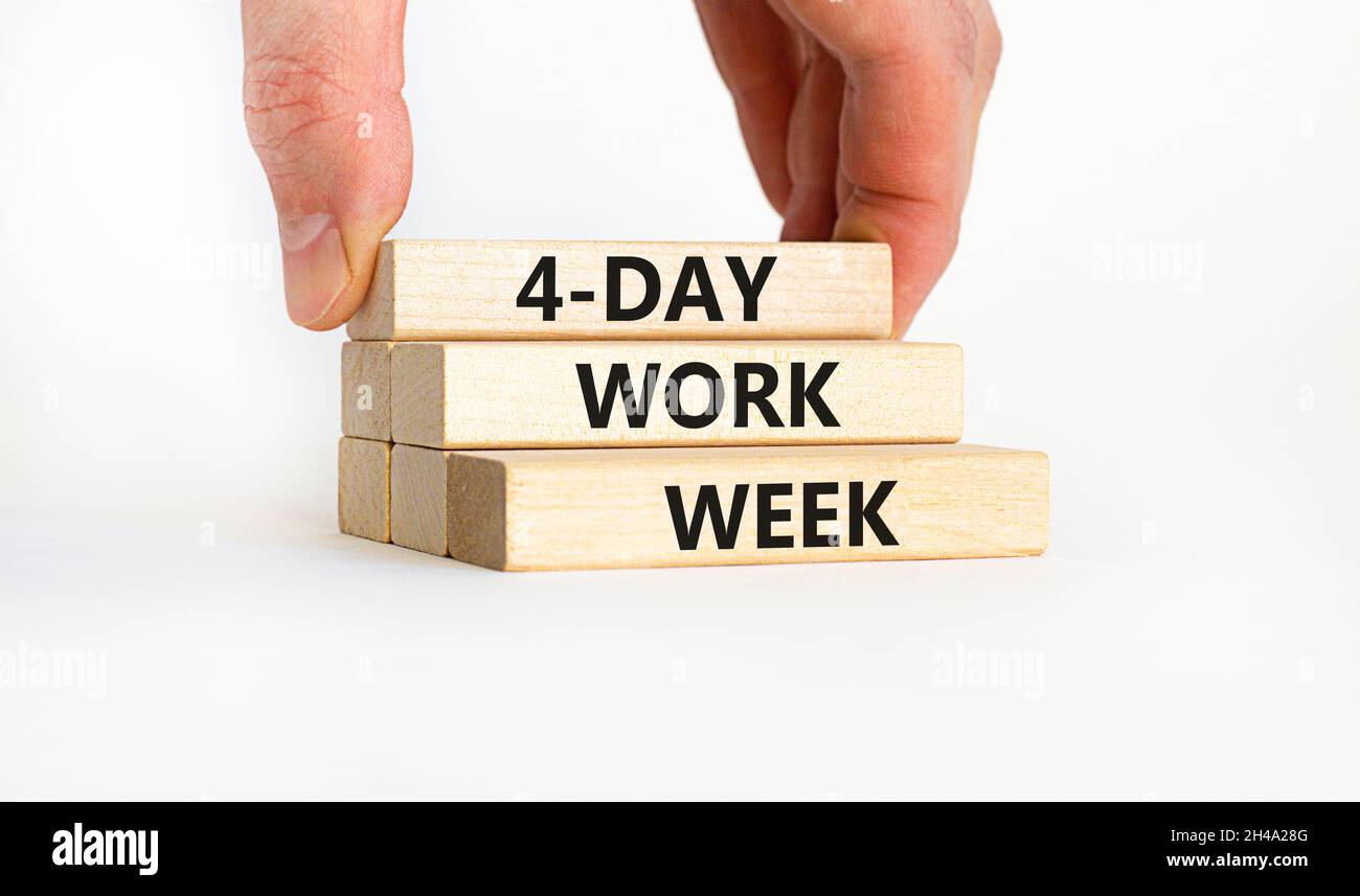 4-day work week symbol. Concept words '4-day work week' on wooden ...