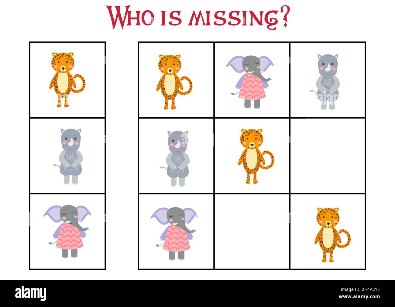 Children's game Find who is missing. Sudoku for kids. Children's ...