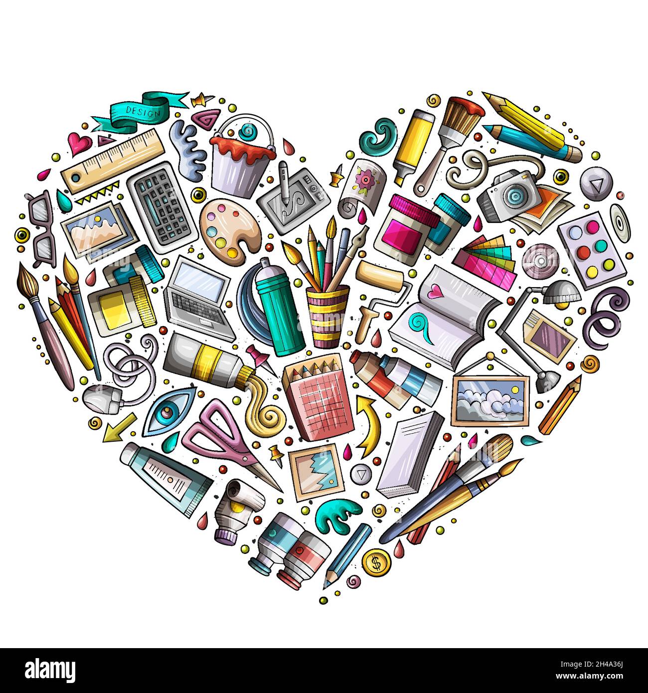 Set of Art and Design cartoon doodle objects Stock Vector Image & Art ...