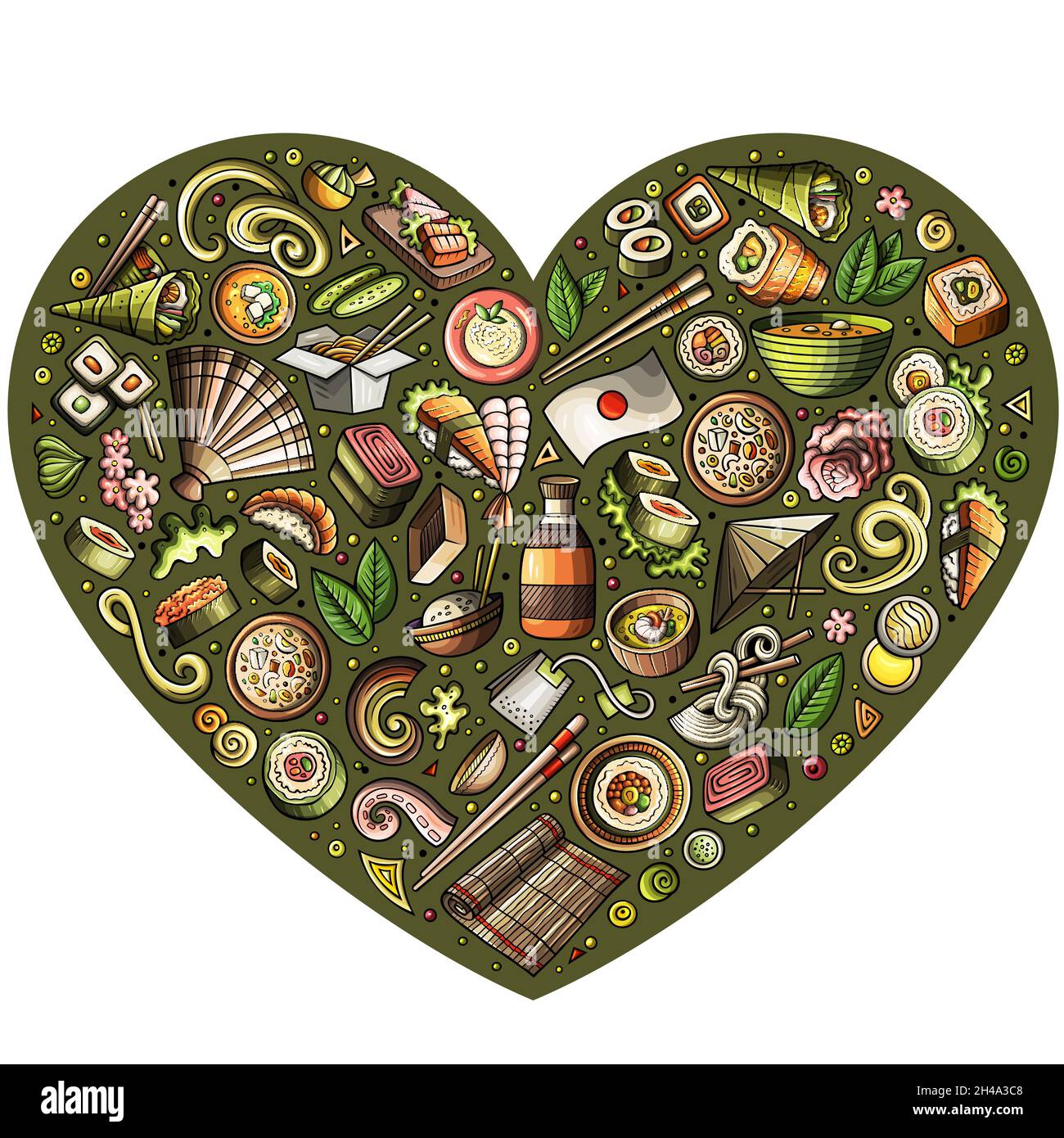 Set of Japan food cartoon doodle objects, symbols and items Stock ...