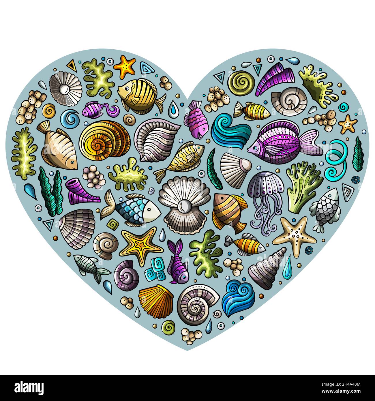 Colorful set of marine life objects Stock Vector Image & Art - Alamy