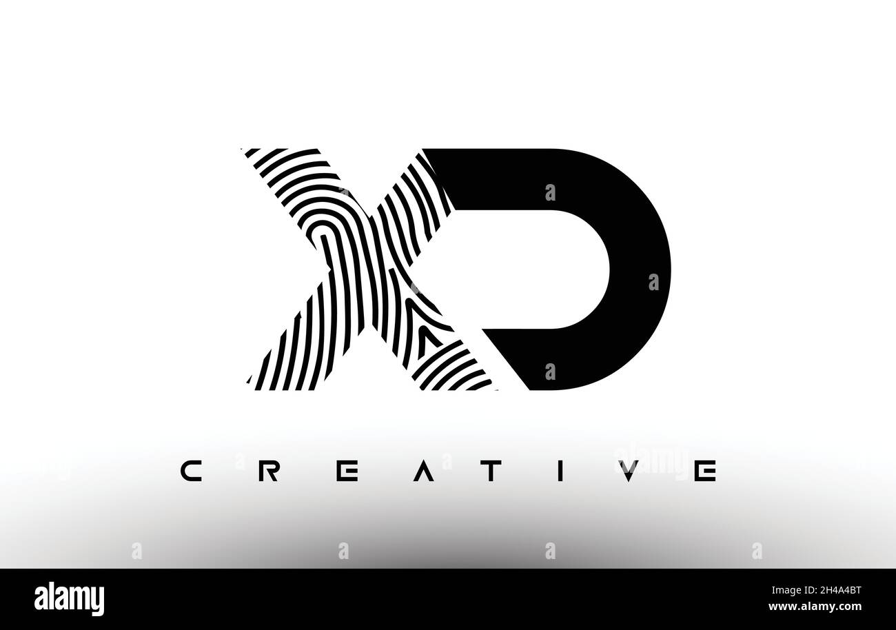 XD Fingerprint Zebra Letter Logo Design. XD Logo with fingerprint ...
