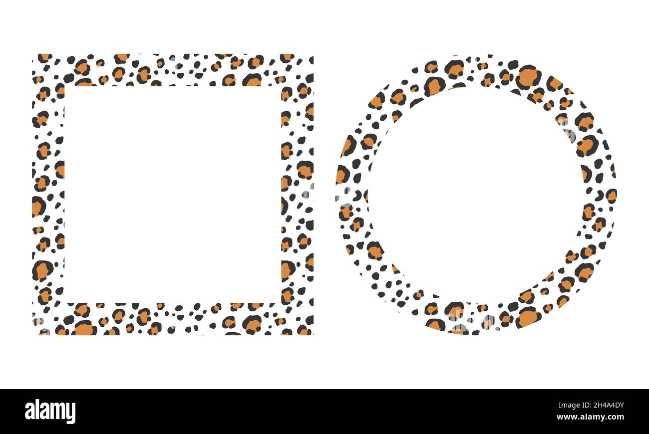 Black and white frame with modern ornament of stylized leopard skin ...