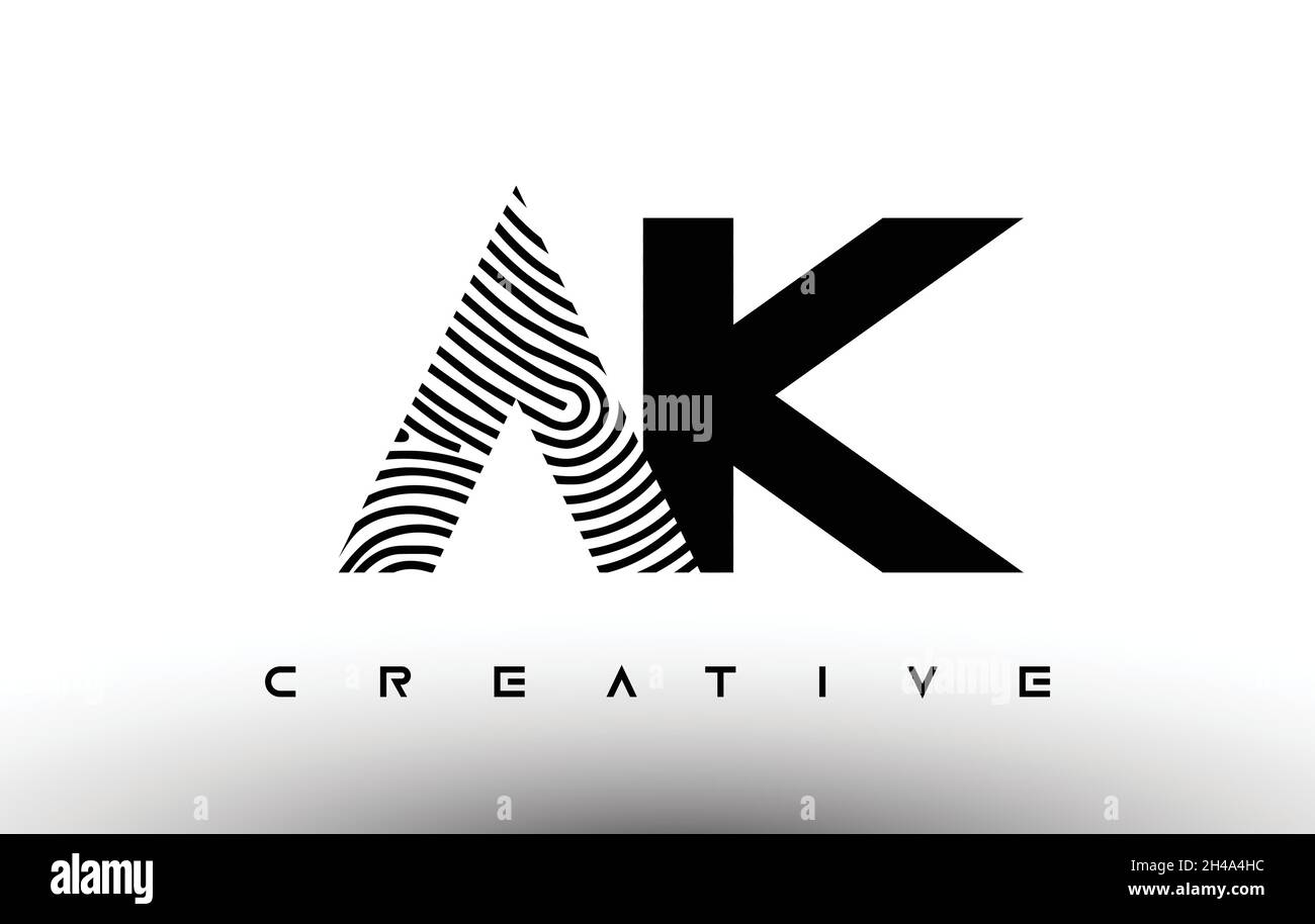 AK Fingerprint Zebra Letter Logo Design. AK Logo with fingerprint ...