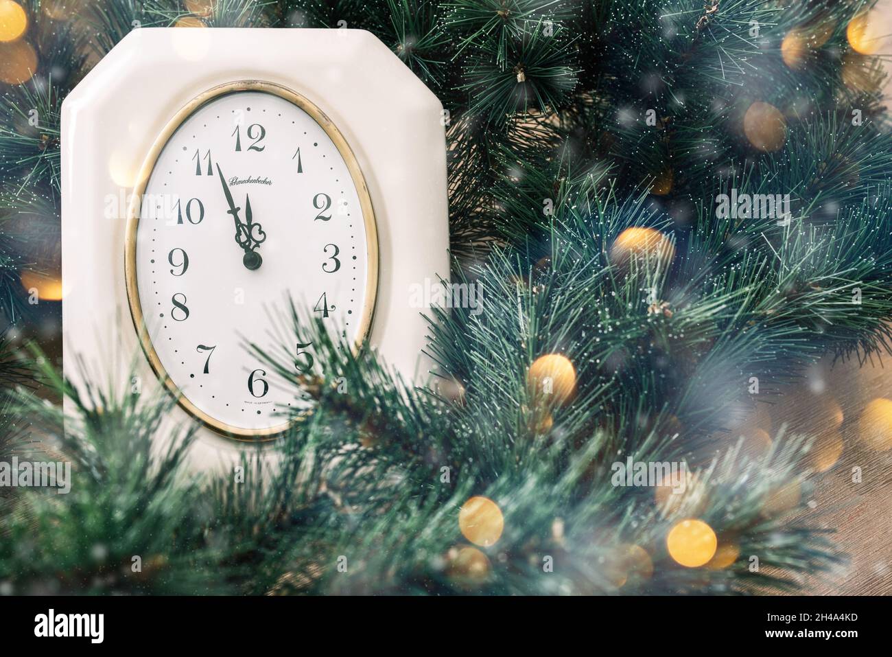 New year clock before midnight Stock Photo - Alamy