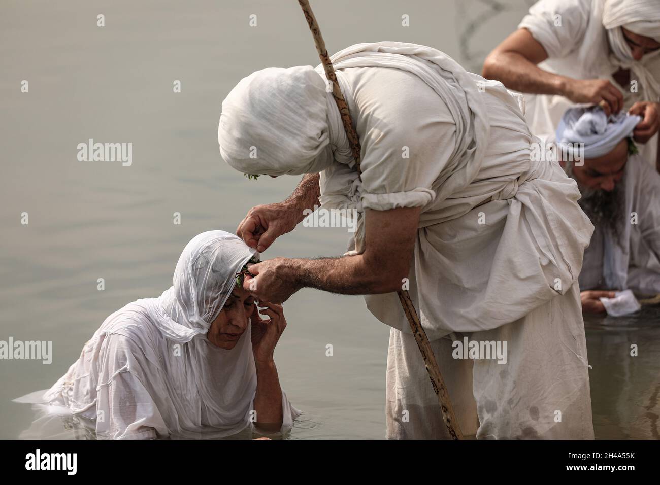Baghdad, Iraq. 01st Nov, 2021. Members of the Mandaean community take ...