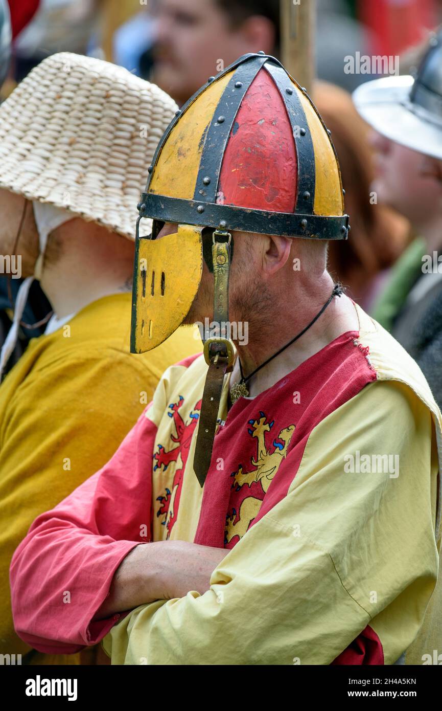 A medieval foot soldier at a ceremony in St Lawrence's churchyard ...