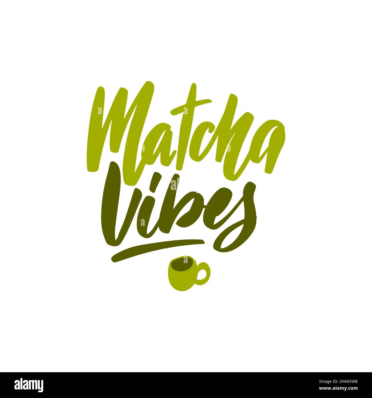 Matcha Vibes. Linear calligraphy text lettering vector for logo ...