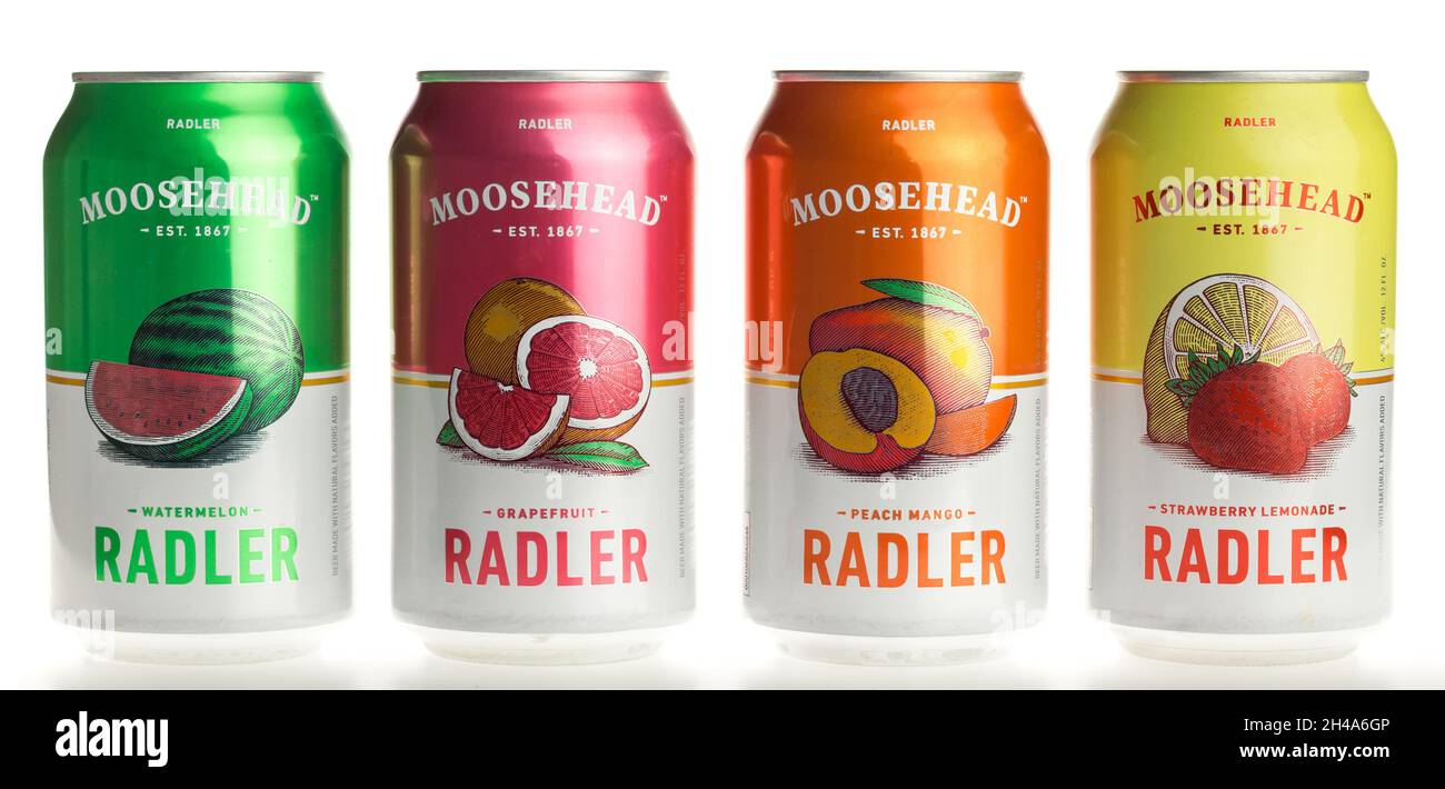 Cans of Moosehead radler beers isolated on a white background Stock ...