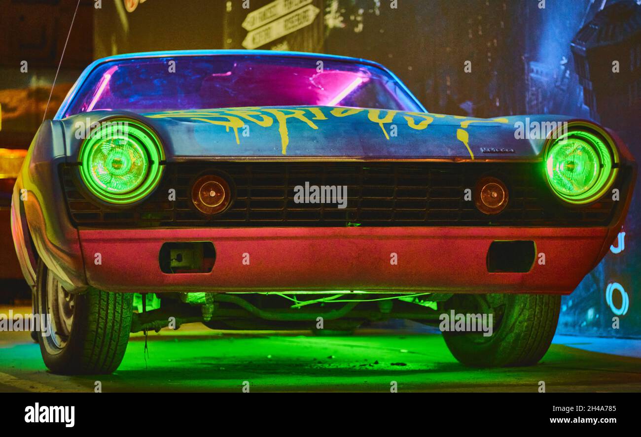 beautiful speed blue sports car Stock Photo - Alamy