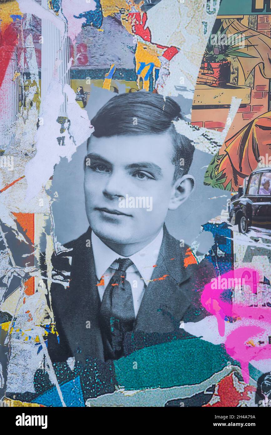 Portrait of Alan Turing (detail of a fresco by Mr Brainwash Stock Photo ...