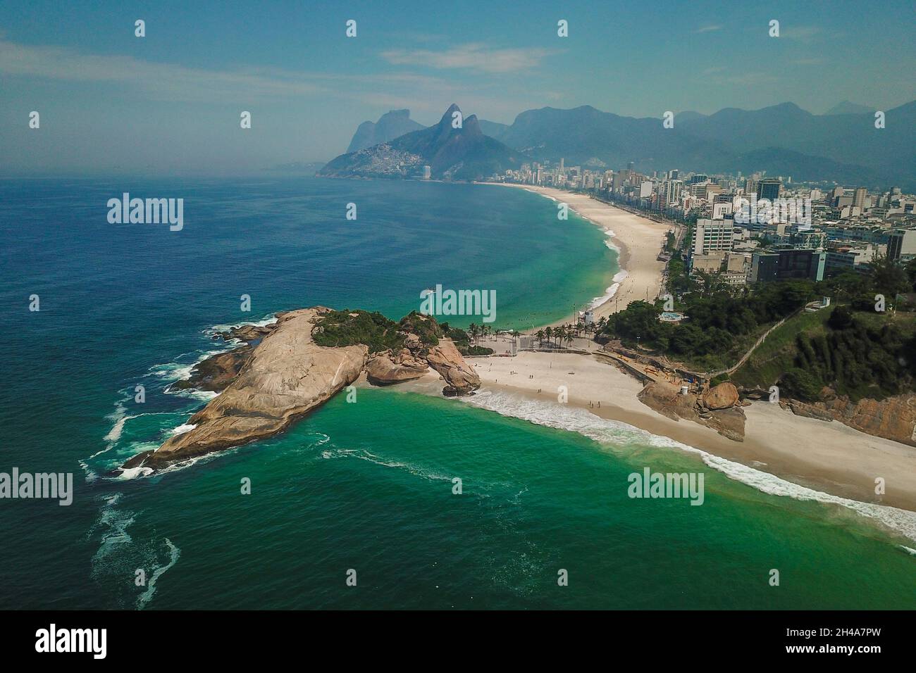 Aerial View of Arpoador Rock and Ipanema Beach in Rio de Janeiro ...