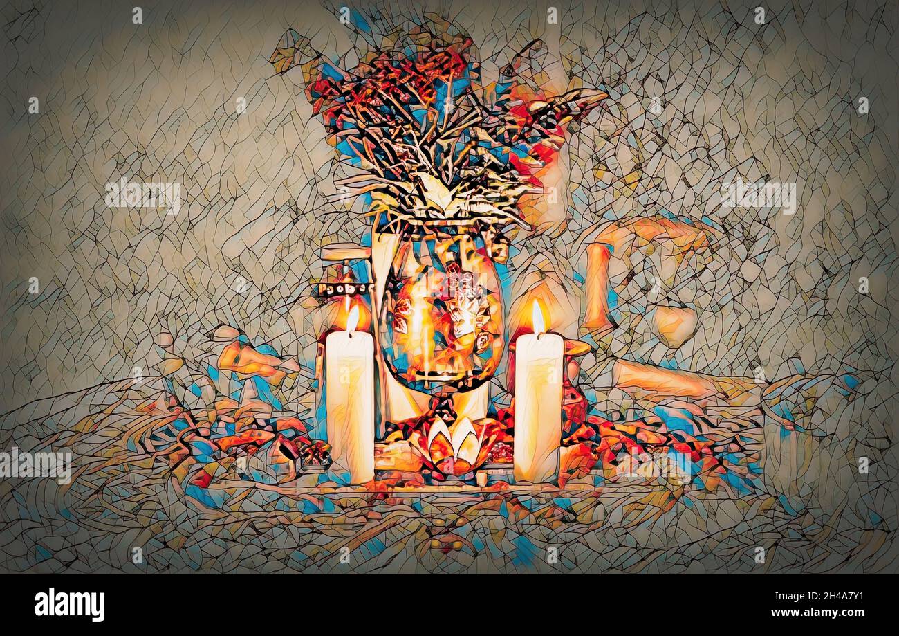 Ceremony space for shaman ritual and mosaic structure Stock Photo - Alamy