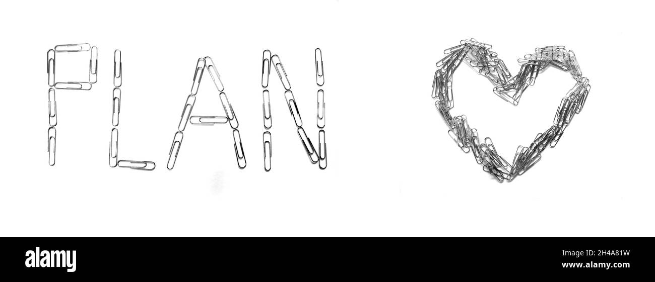 Paperclips spelling word Plan for business or education isolated on ...