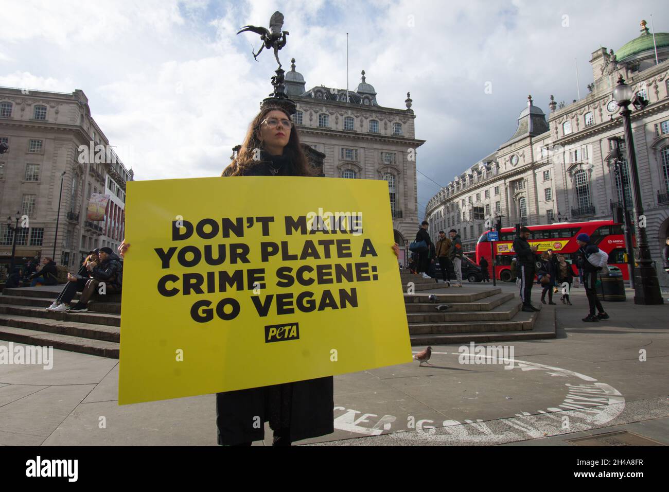 London, UK. 01st Nov, 2021. Animal rights activist from People for the ...