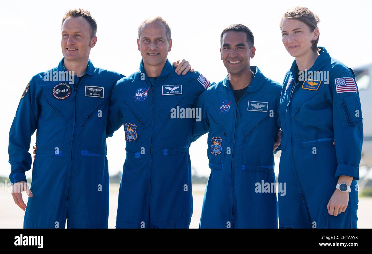 ESA (European Space Agency) astronaut Matthias Maurer, left, and NASA ...