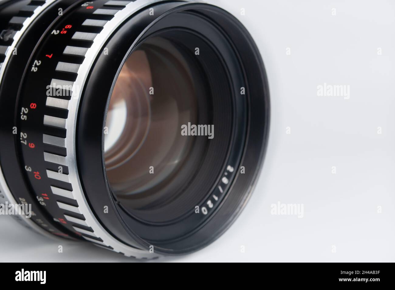 close-up vintage camera lens on white background Stock Photo - Alamy