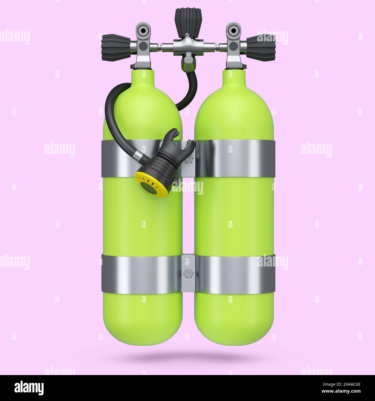 Green diving tanks or balloons full oxygen for snorkeling isolated on a ...