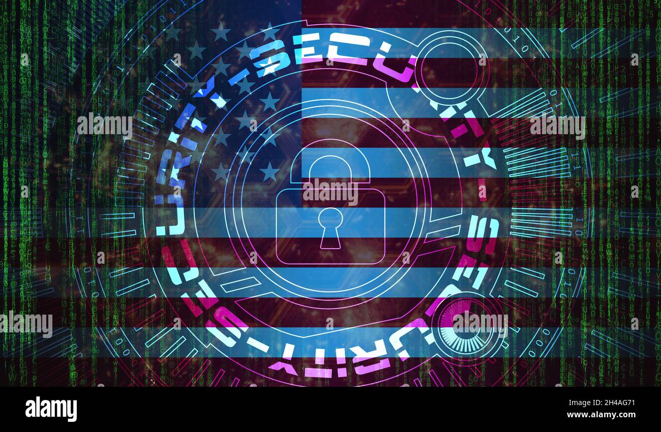 National cyber Security of United States on digital background Data ...