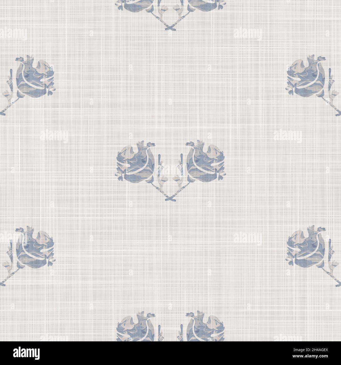 Seamless french linen printed floral damask background. Provence blue ...