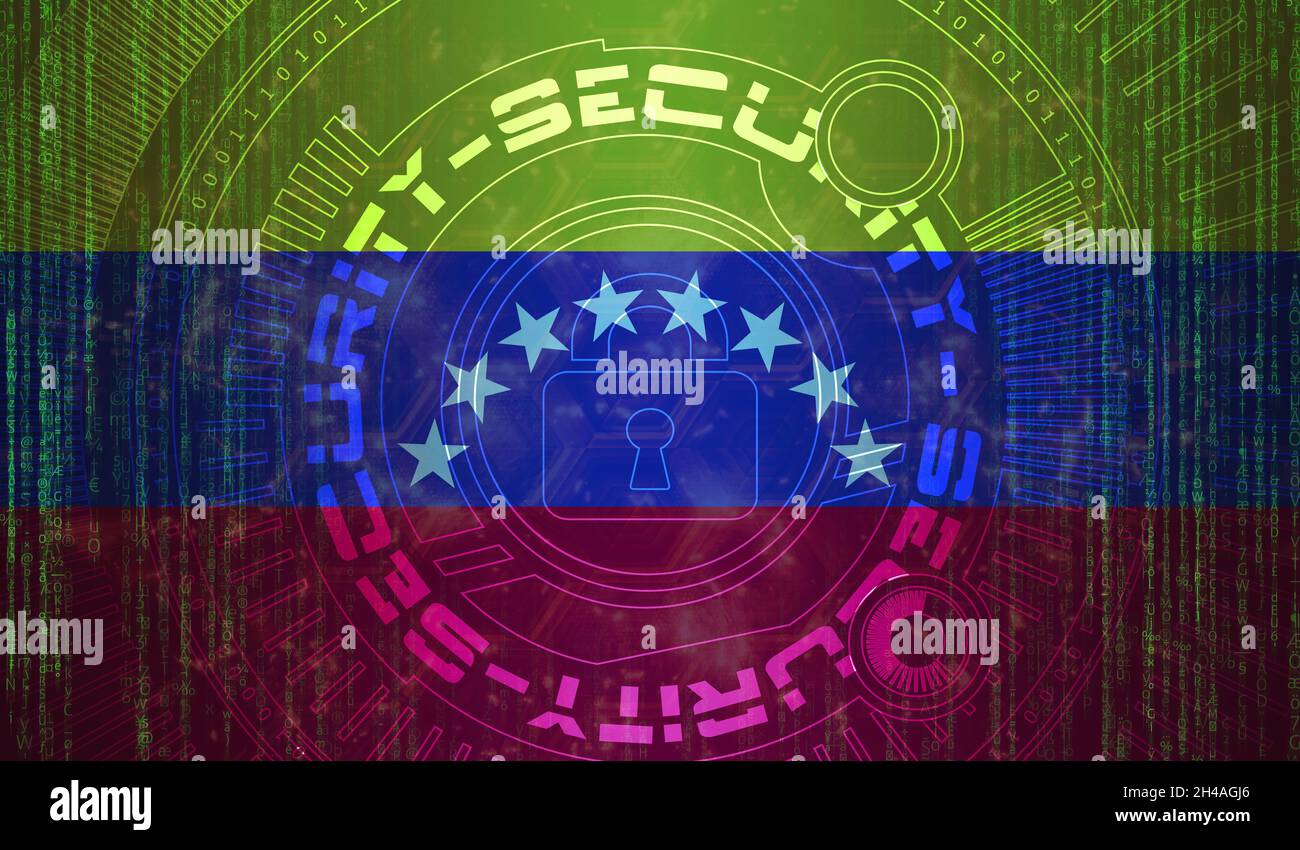 National cyber Security of Venezuela on digital background Data ...
