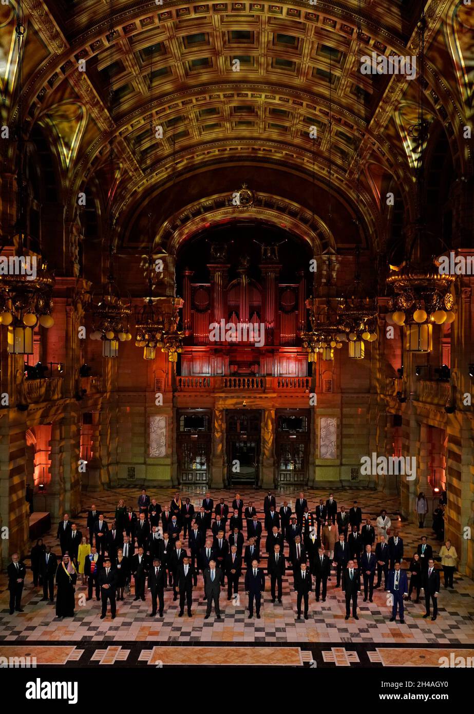 World Leaders pose for a group photo during an evening reception for ...