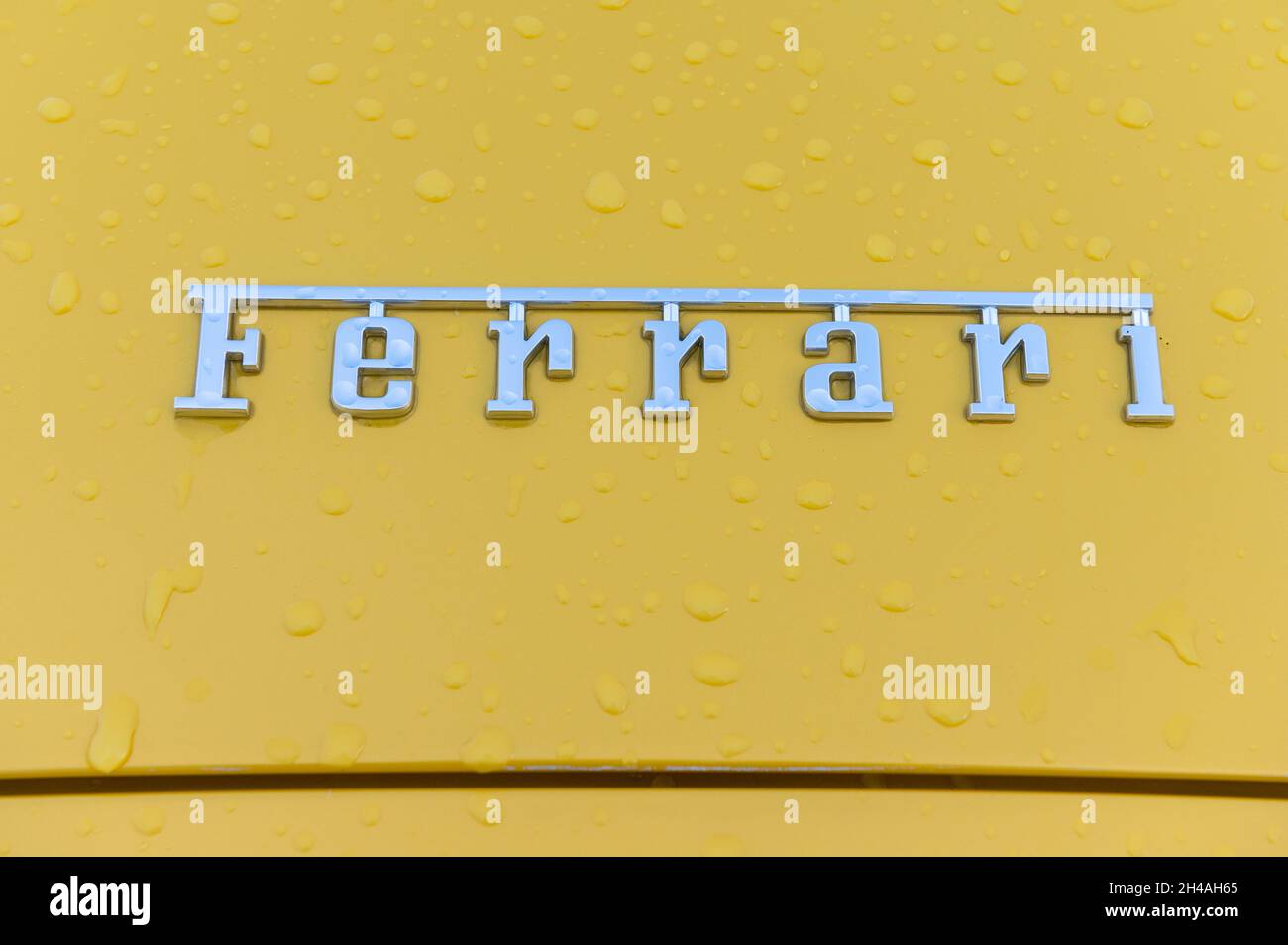 Yellow Ferrari F8 Spider sportswear photographed on the Gwent Levels ...