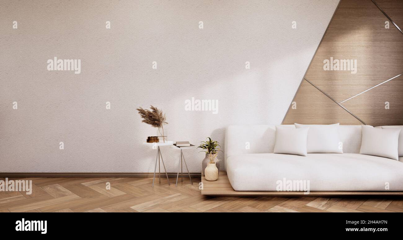 Minimalist interior ,Sofa furniture and plants, modern room design.3D ...