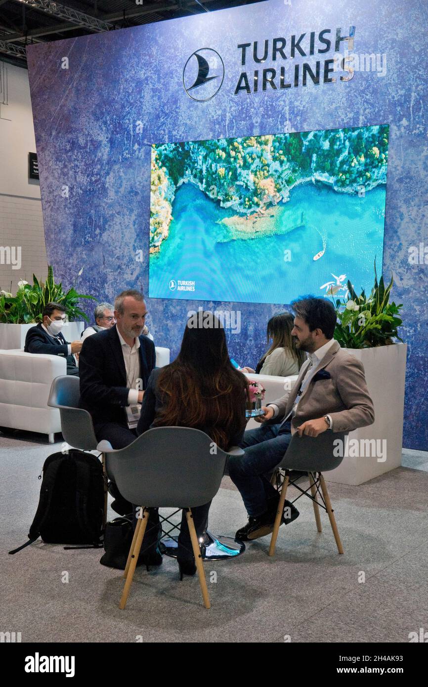 Exhibitors and visitors at the World Travel Market (WTM) at the Excel ...