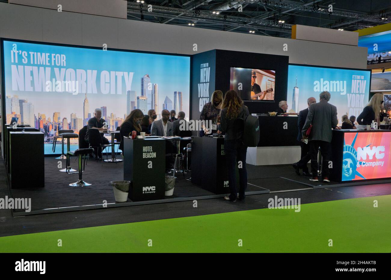 Exhibitors and visitors at the World Travel Market (WTM) at the Excel ...