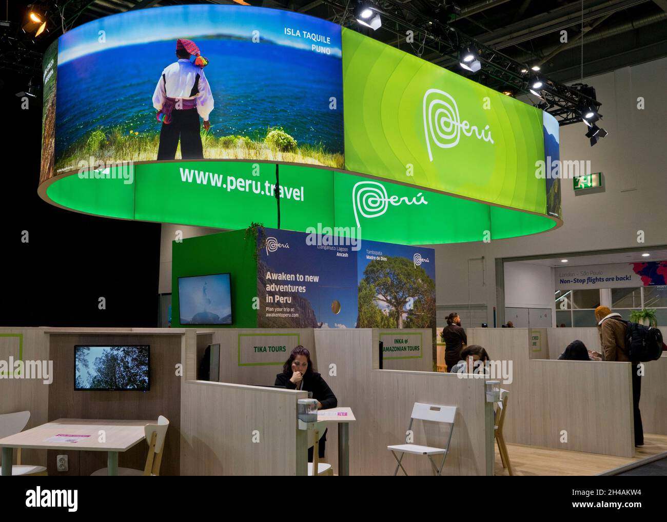 Exhibitors and visitors at the World Travel Market (WTM) at the Excel ...