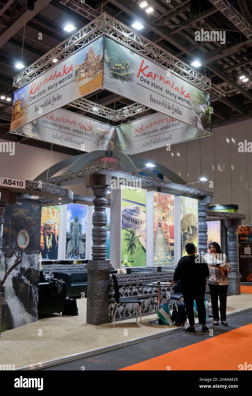 Exhibitors and visitors at the World Travel Market (WTM) at the Excel ...