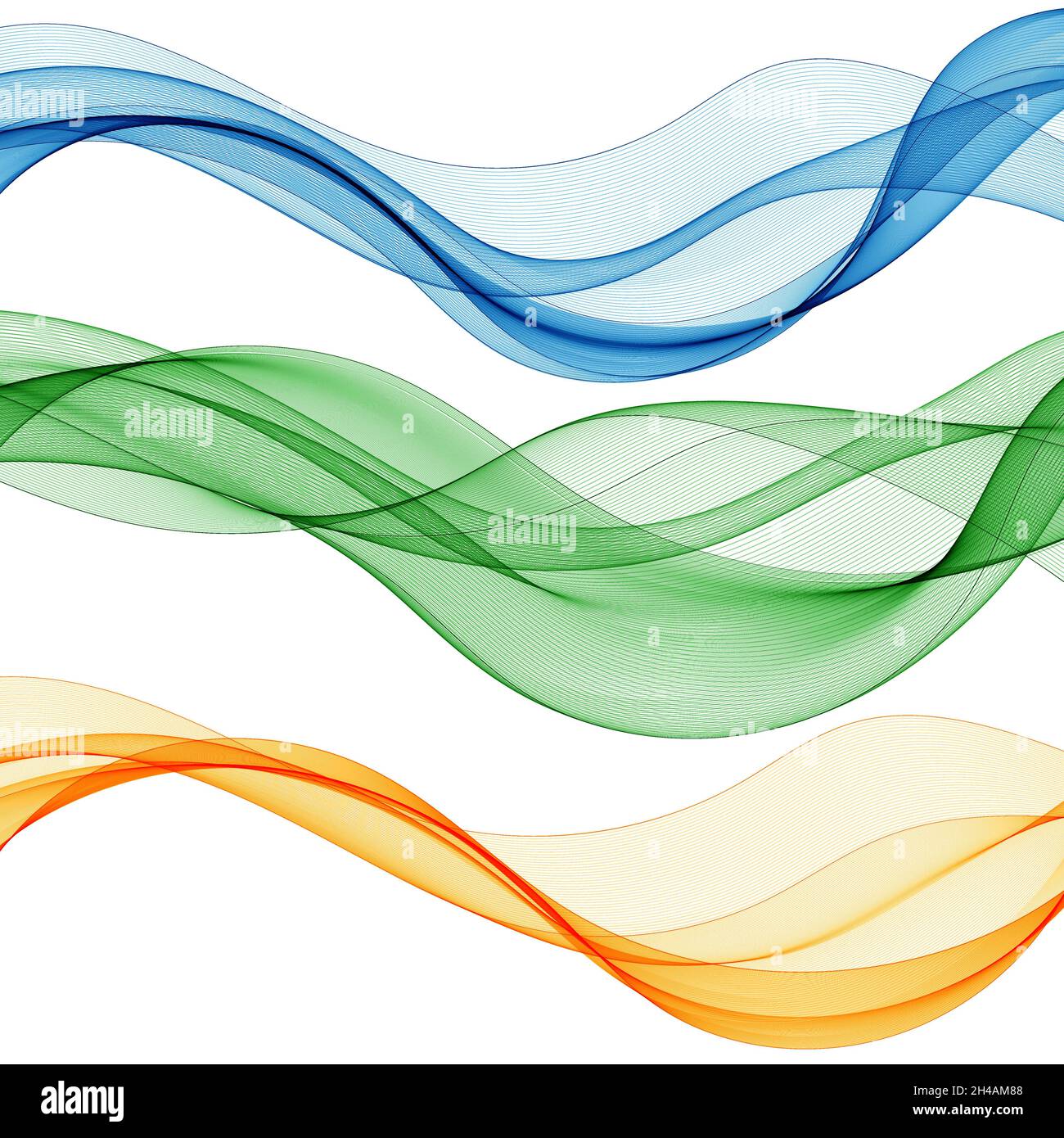 Vector Set of color abstract wave design element. Transparent smoke ...