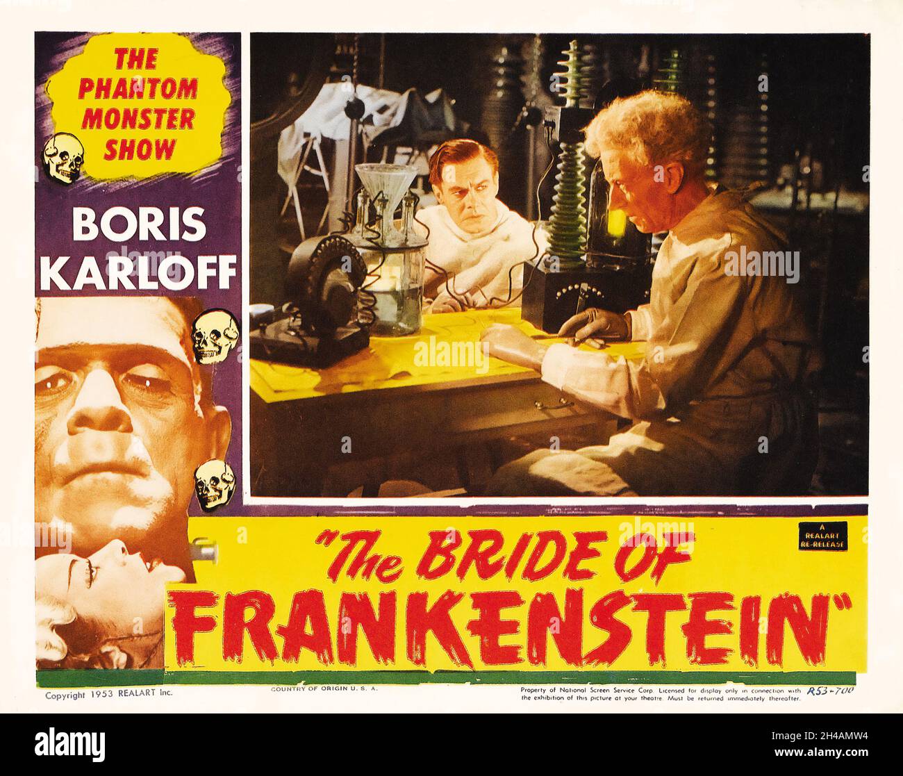 The Bride of Frankenstein (Realart R-1953). Lobby Card. Starring Boris ...