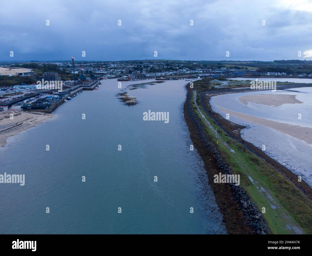 Aerial views of Hayle in Cornwall, Hayle is a port town and civil ...