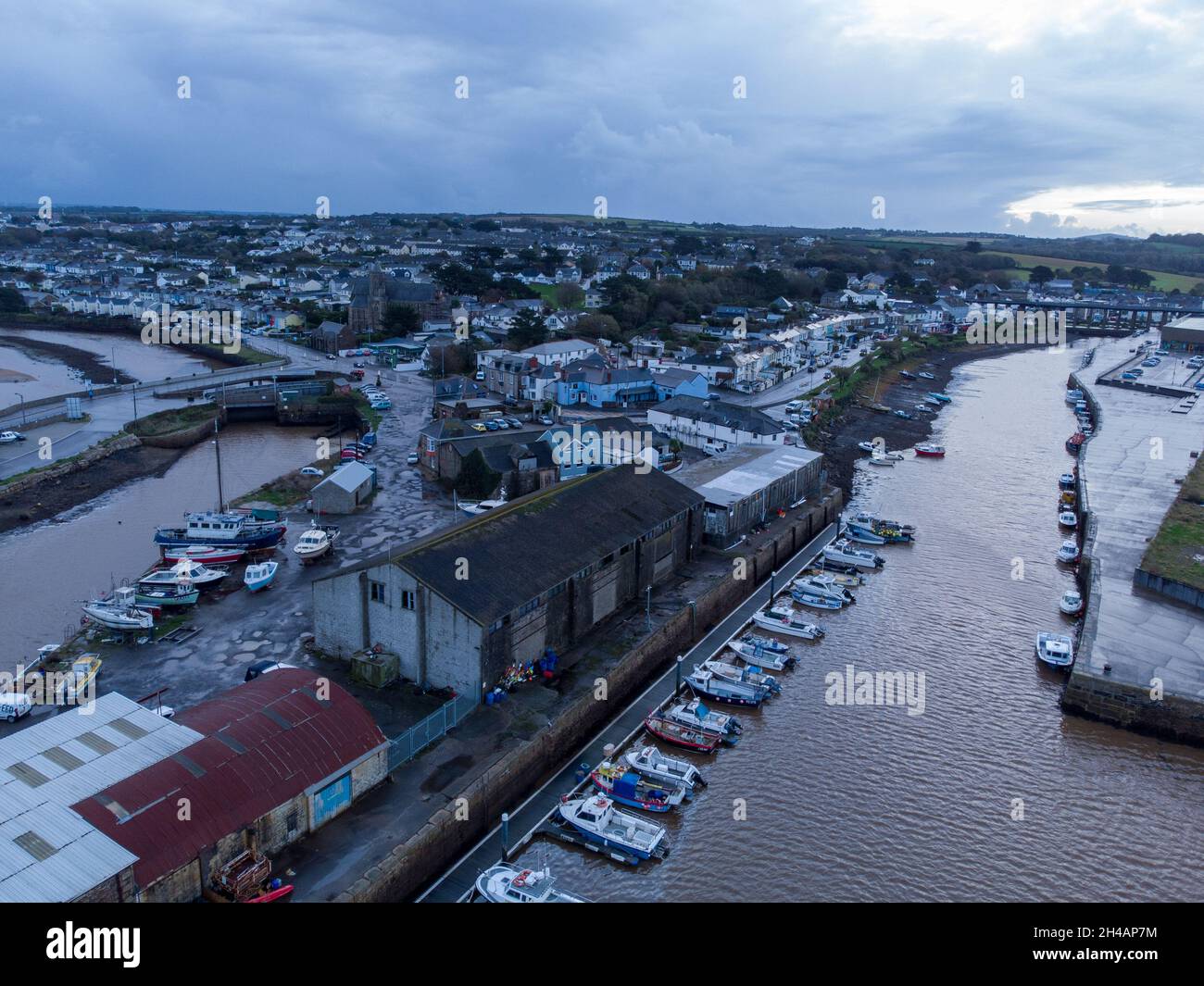 Aerial views of Hayle in Cornwall, Hayle is a port town and civil ...