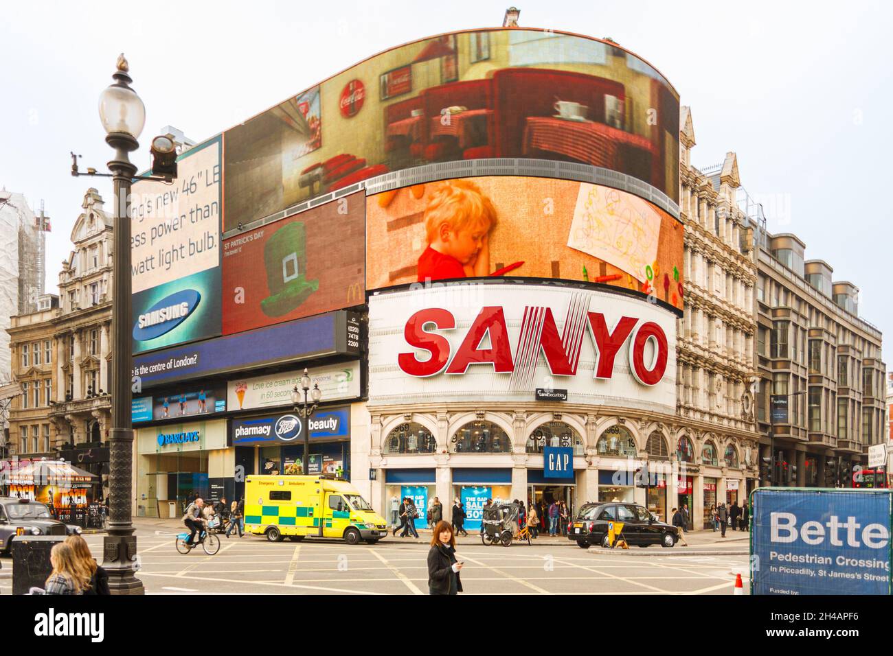 London, United Kingdom; March 15th 2011: Illuminated advertisement ...