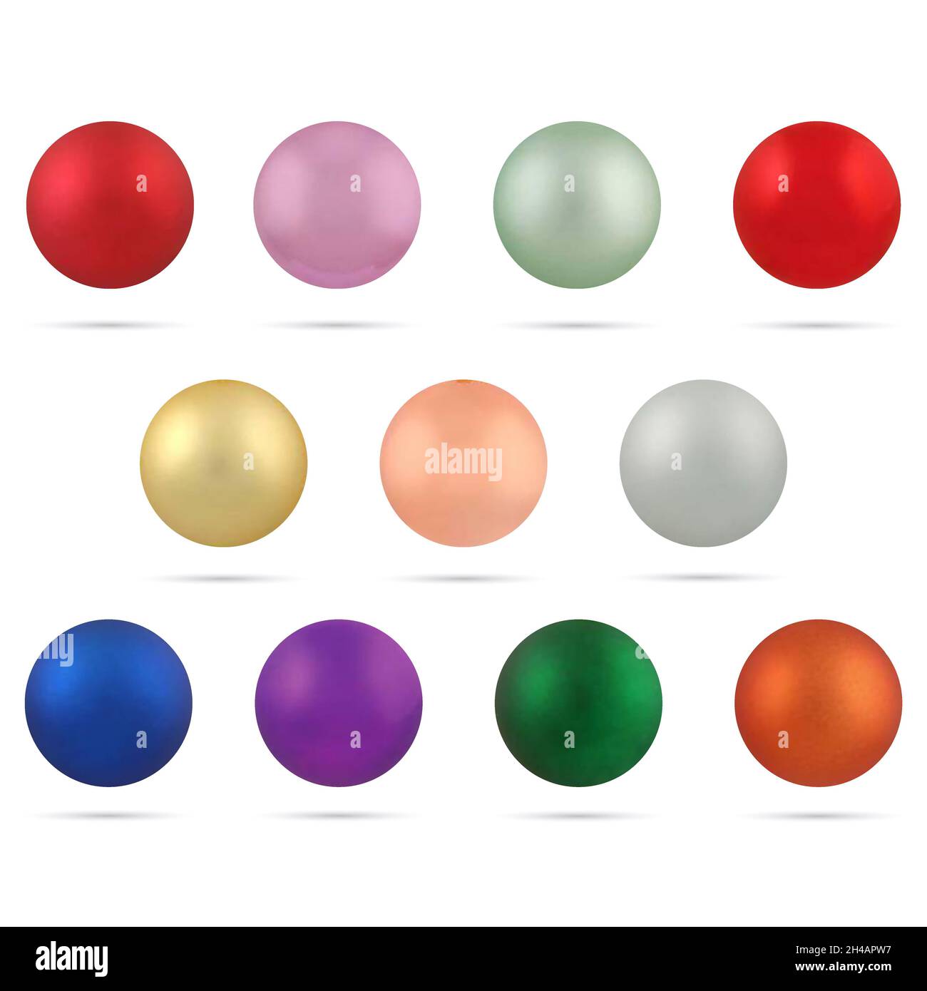 Set of realistic pearls of different color isolated on the white ...