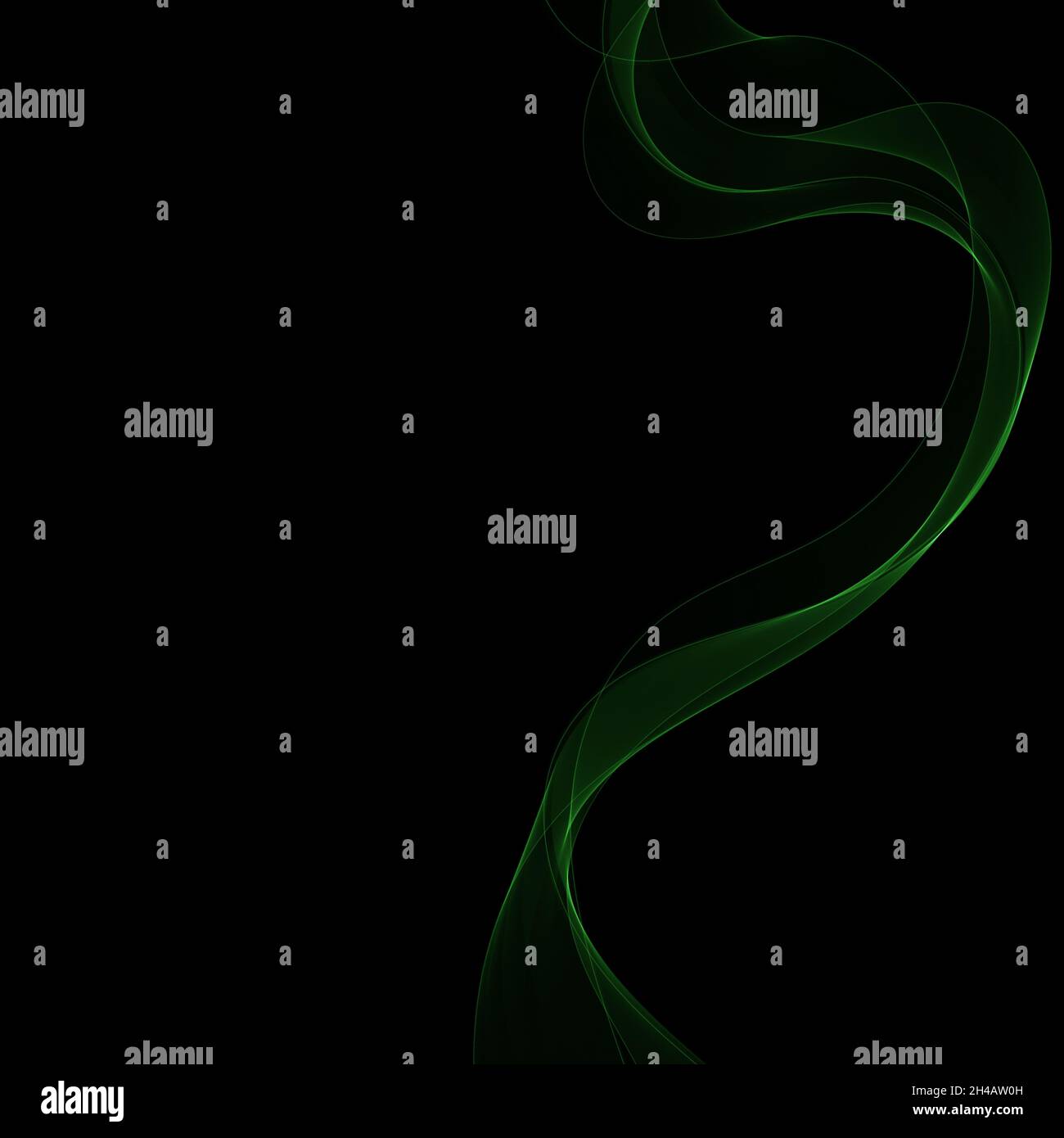 Green wave pattern on a black background. Abstract wave as an element ...