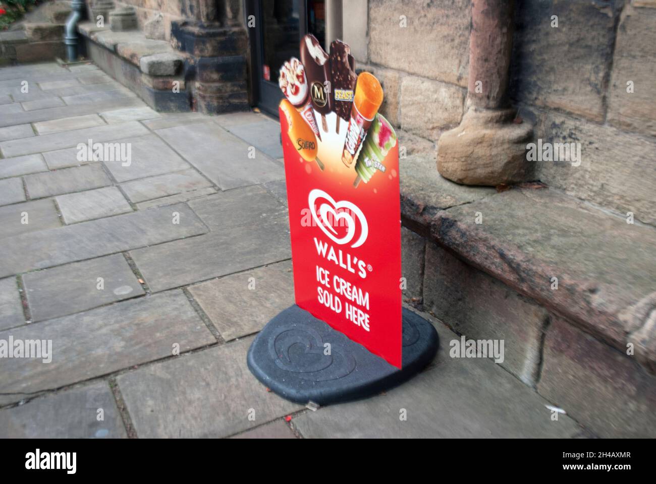 Walls Ice Cream sign outside the Gift Shop, Hexham Abbey, Hexham ...