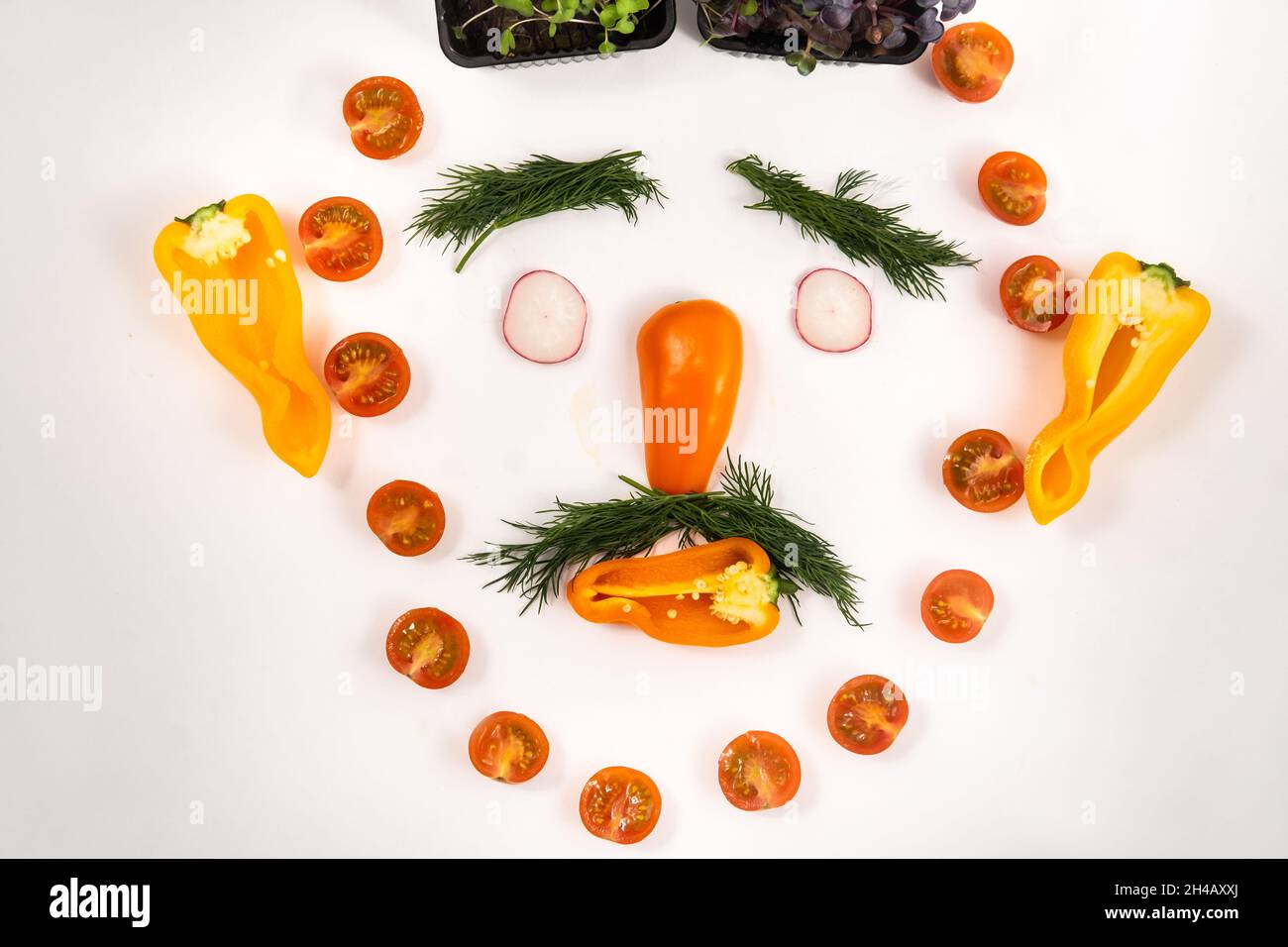 A person's face made of vegetables on a white background Stock Photo ...