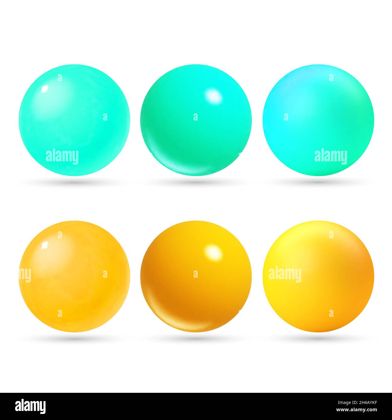 Set of realistic pearls of different color isolated on the white ...